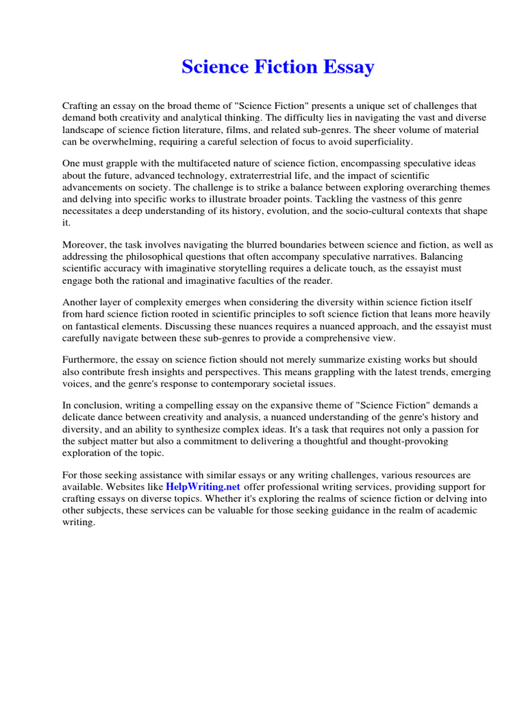 Science Fiction Essay | PDF | Helen Of Troy | Odysseus