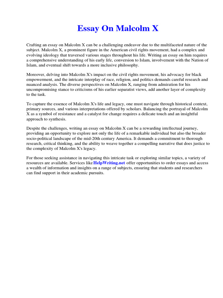 Essay On Malcolm X | PDF | Social Science
