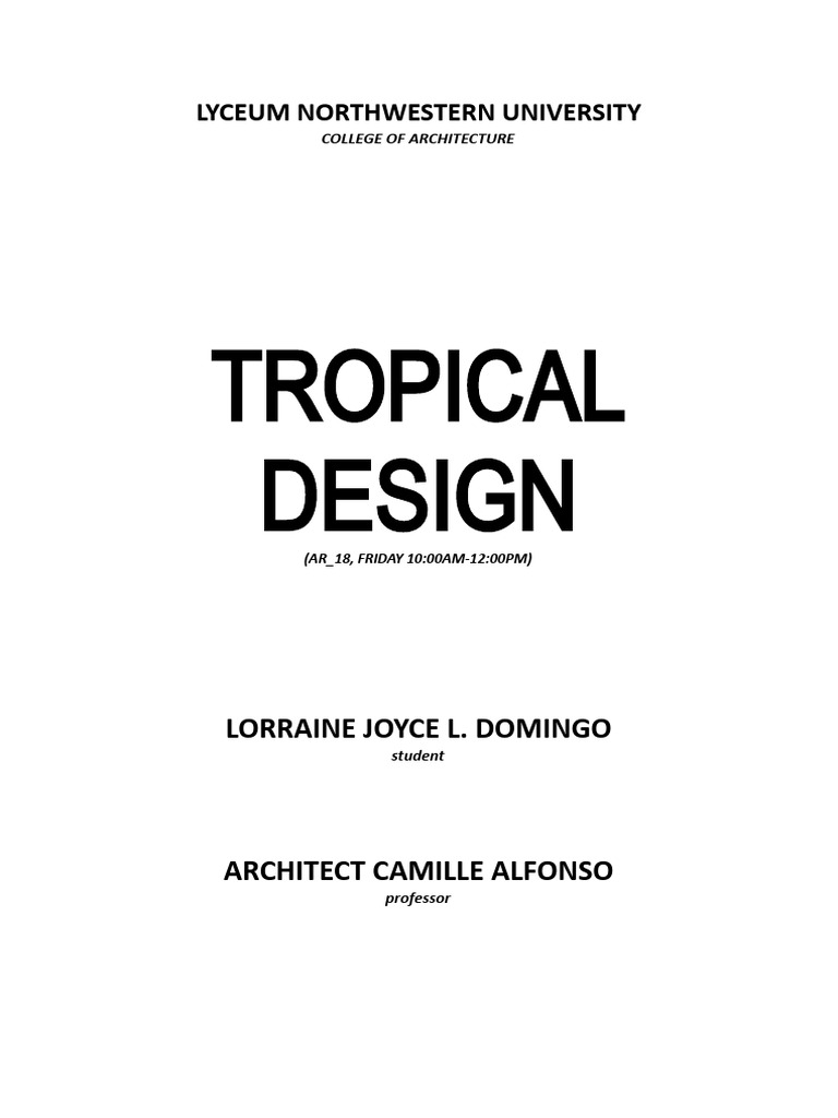 Benefits of Tropical Design | PDF | Efficient Energy Use | Green Building