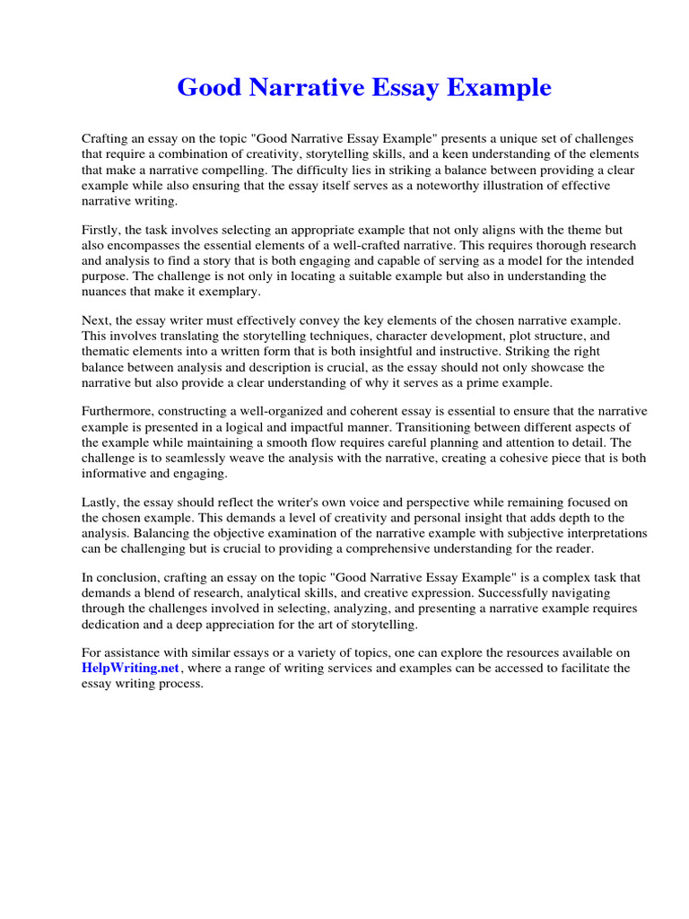 Good Narrative Essay Example | Download Free PDF | Narrative | Essays