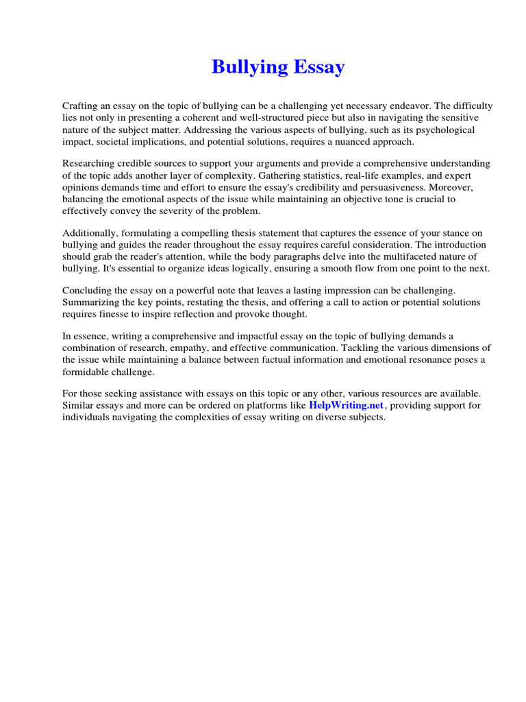 Bullying Essay | PDF