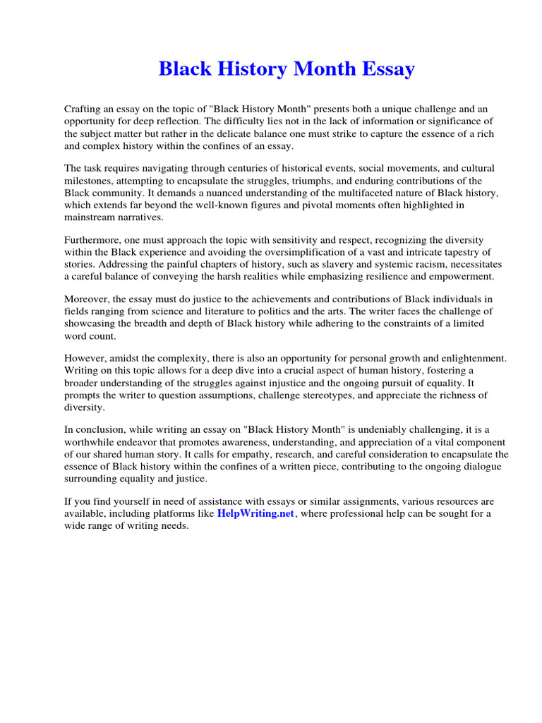 Black History Month Essay | PDF