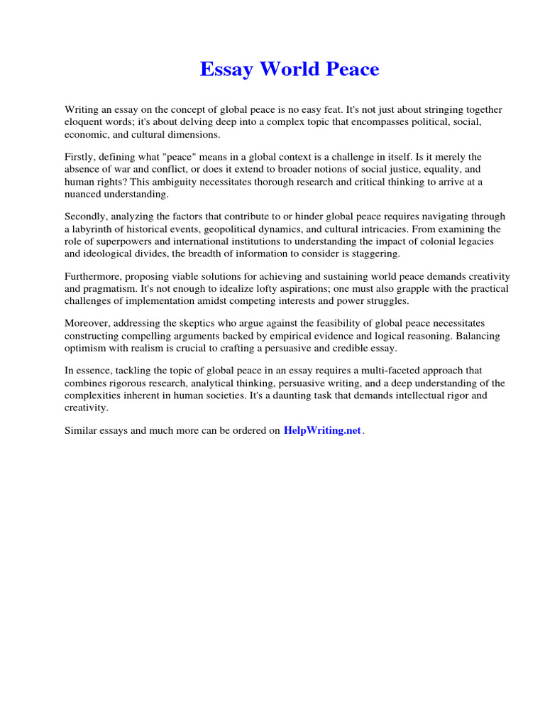 Essay World Peace | PDF