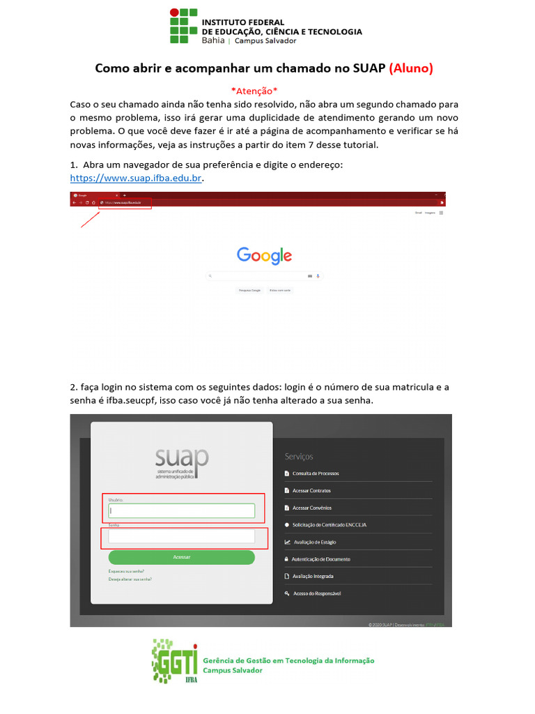 como-abrir-um-chamado-no-suap-aluno | PDF