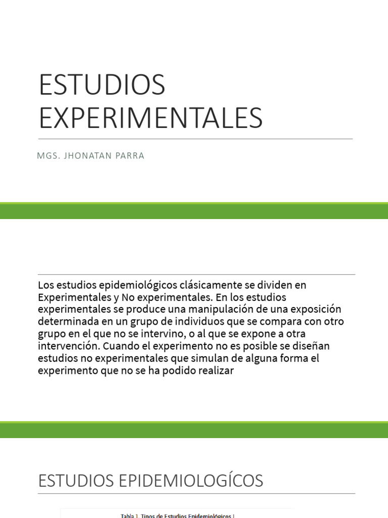 Estudios Experimentales | PDF | Ensayo clínico | Experimentar