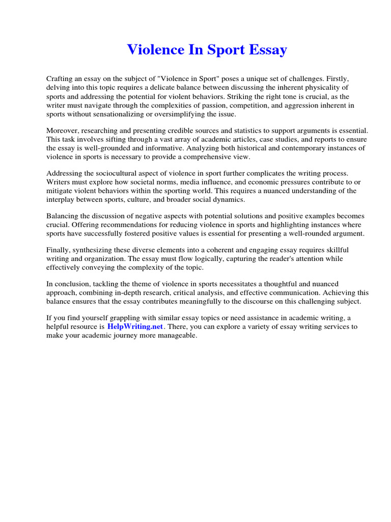 Violence in Sport Essay | PDF | Market (Economics) | Neoliberalism
