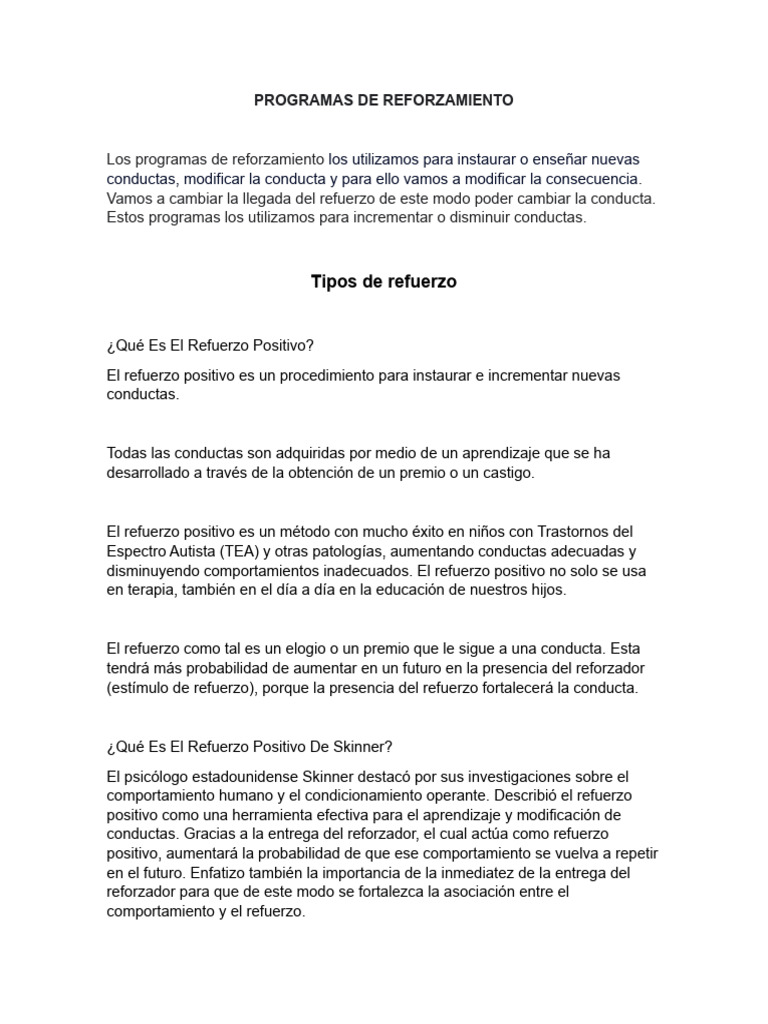 Programas De Reforzamiento Pdf