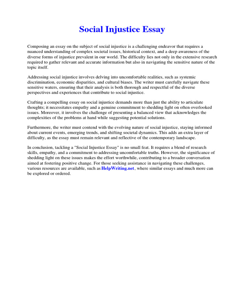 Social Injustice Essay | PDF | Iago | Othello