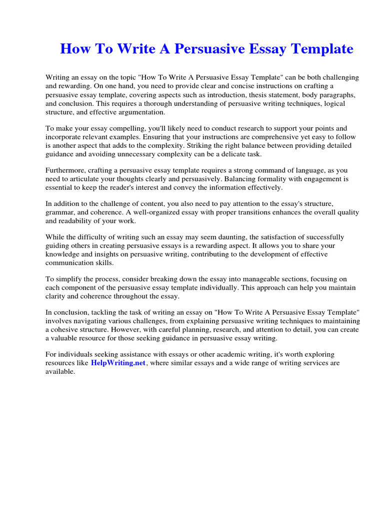 How To Write A Persuasive Essay Template | PDF | Essays | Walden