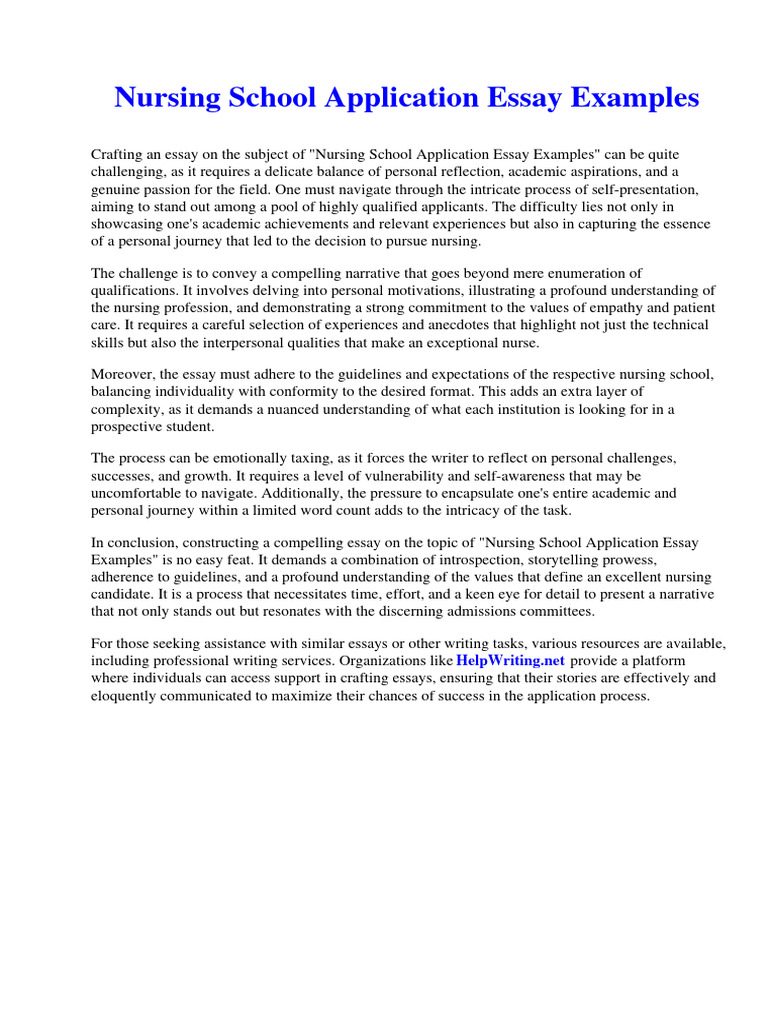 Nursing School Application Essay Examples | PDF