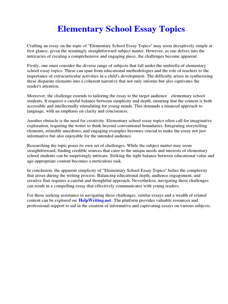 Elementary Essay Writing Guide | PDF | Science & Mathematics