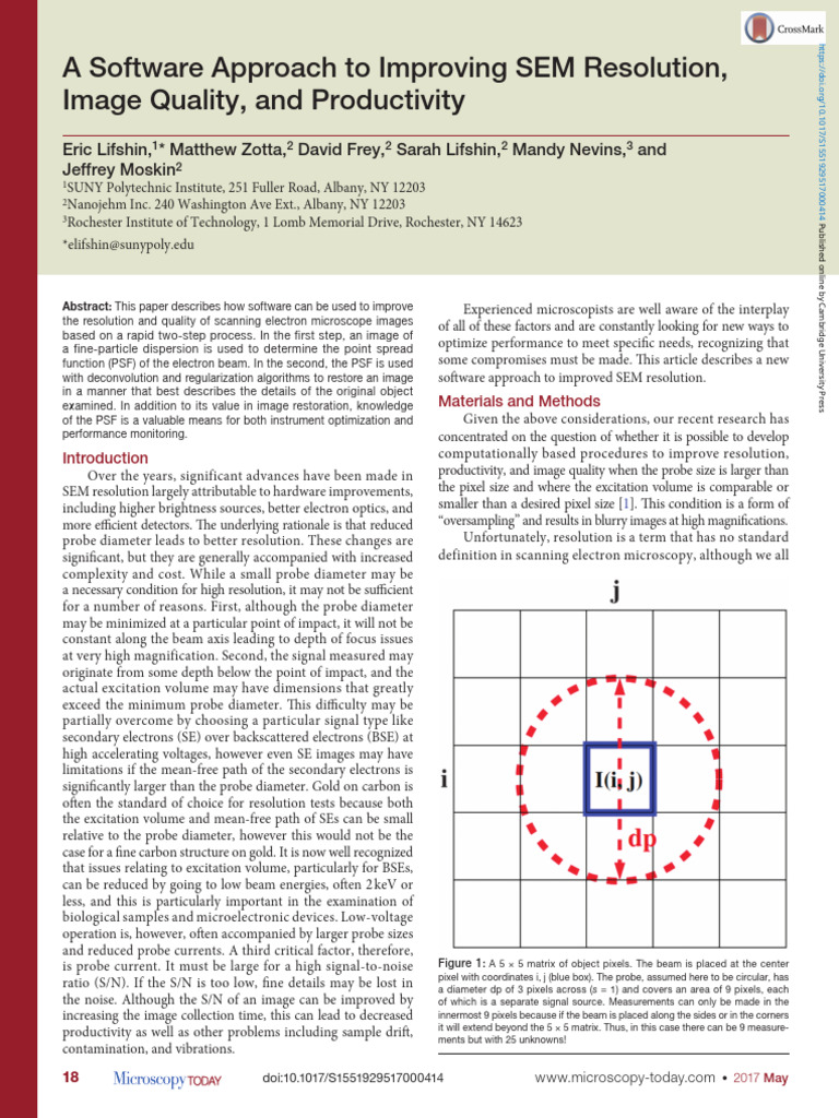 A Software Approach To Improving Sem Resolution Image Quality and Productivity | Download Free ...