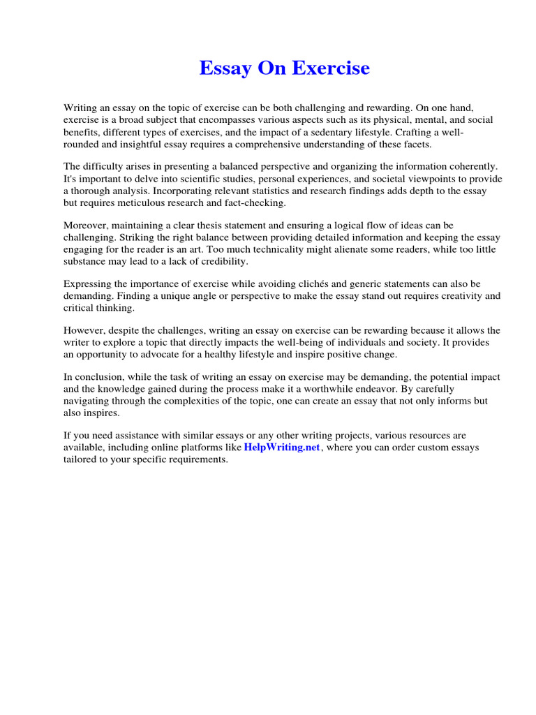Essay On Exercise | PDF | Essays | Creativity