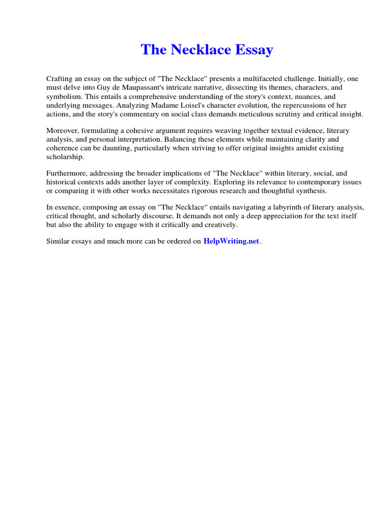 The Necklace Essay | PDF | Book Of Revelation | The Beast (Revelation)