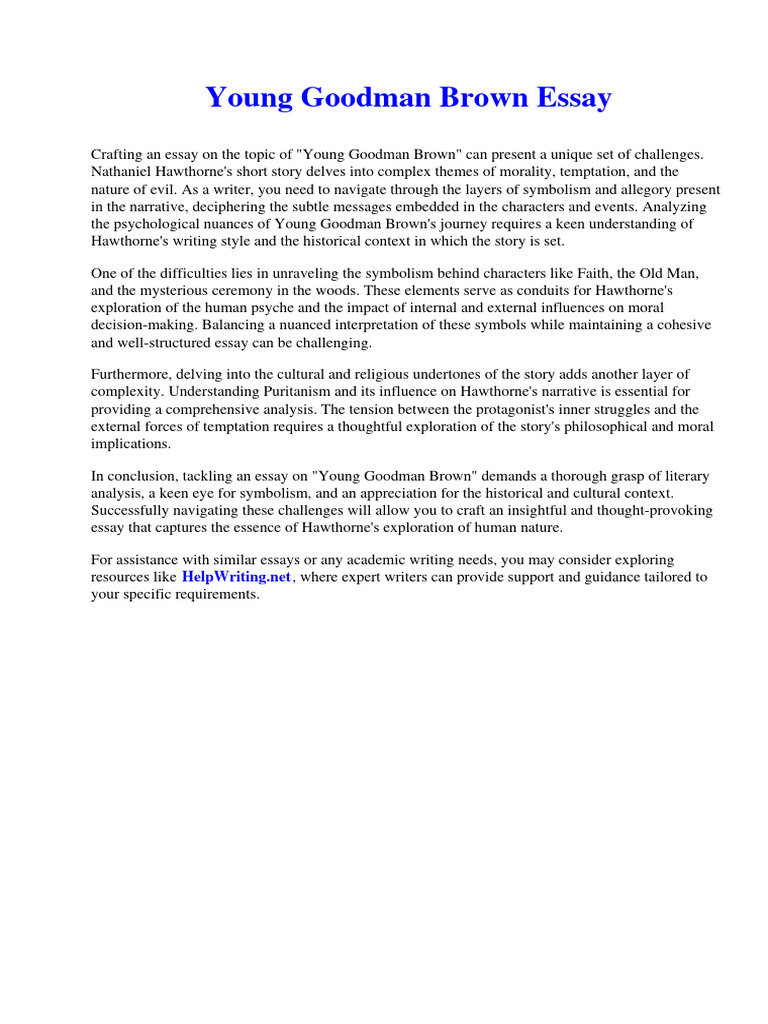 Young Goodman Brown Essay | PDF