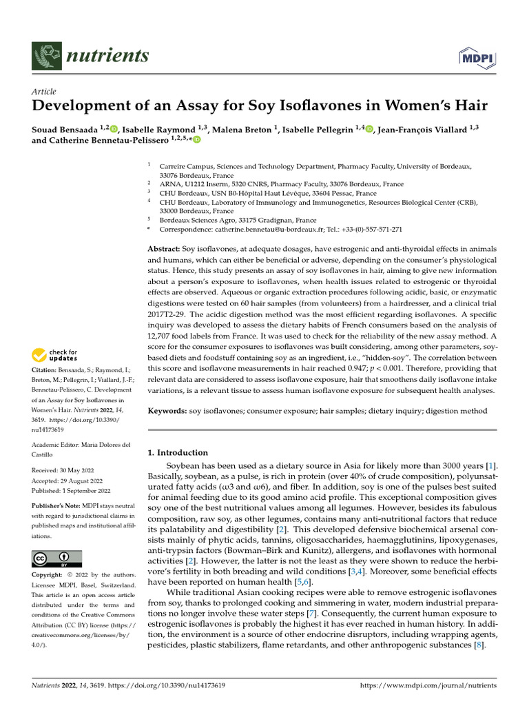 Nutrients 14 03619 v2 | PDF | Assay | Soybean