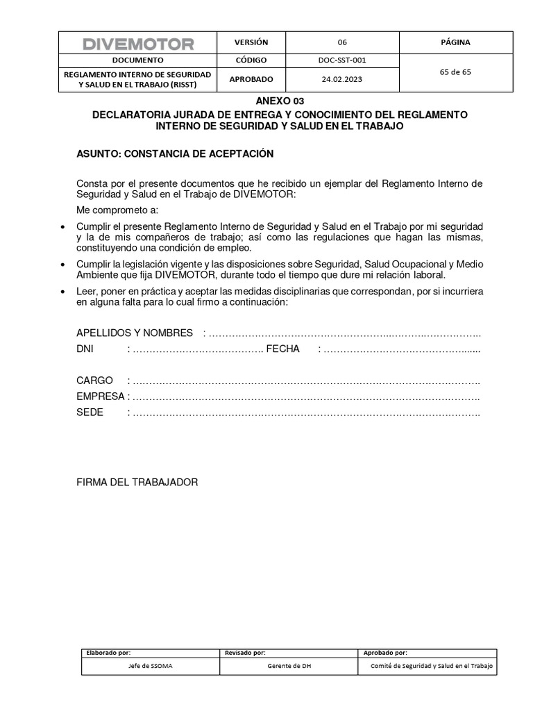 Cargo de Entrega Del RISST. | PDF