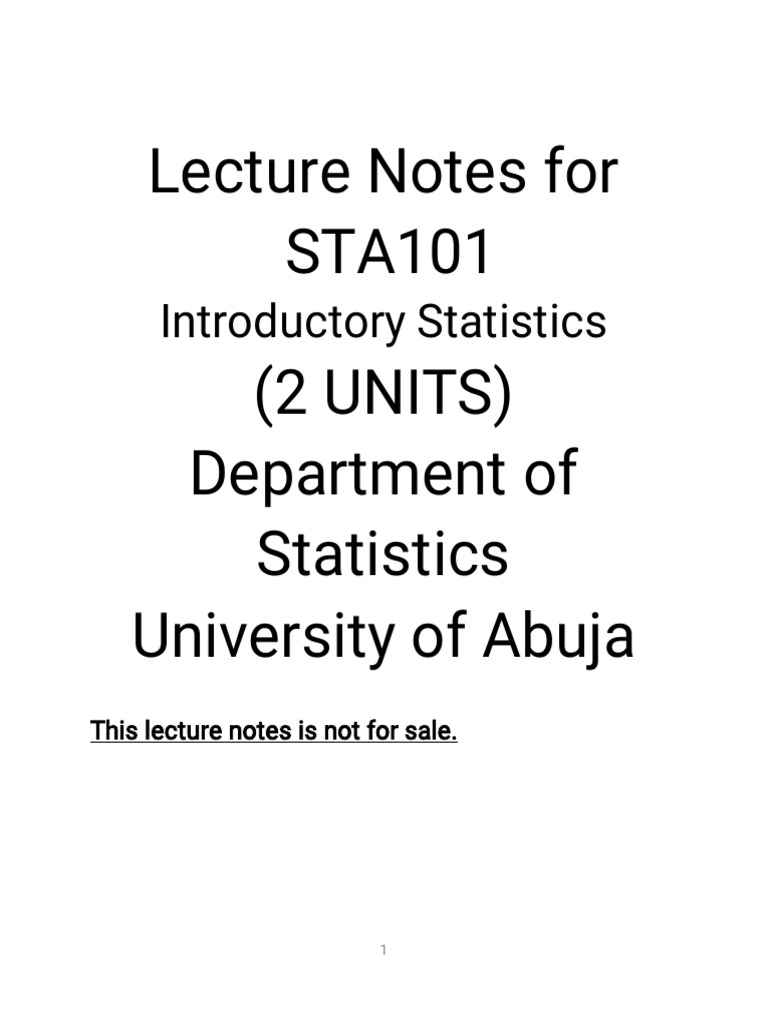 Sta 101 Note PDF | PDF | Mean | Cost Of Living