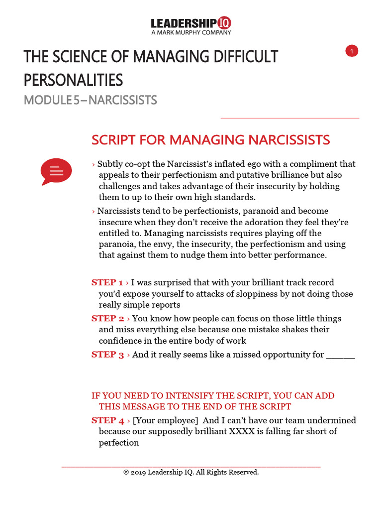 Script For Managing Narcissists | PDF | Career & Growth | Business