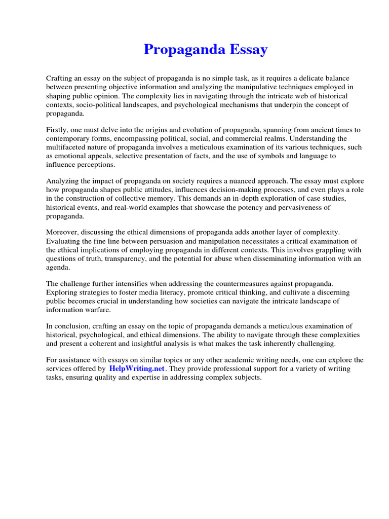 Propaganda Essay | PDF | Propaganda | Frederick Douglass