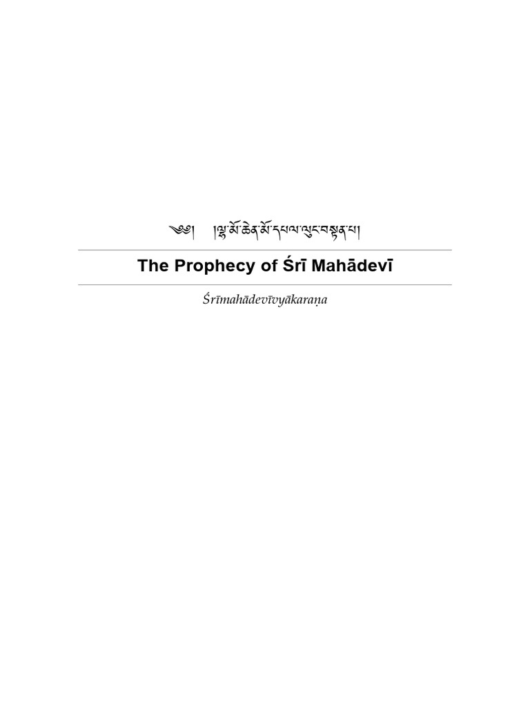 The Prophecy of Sri Mahadevi | PDF | Bodhisattva | Indian Religions