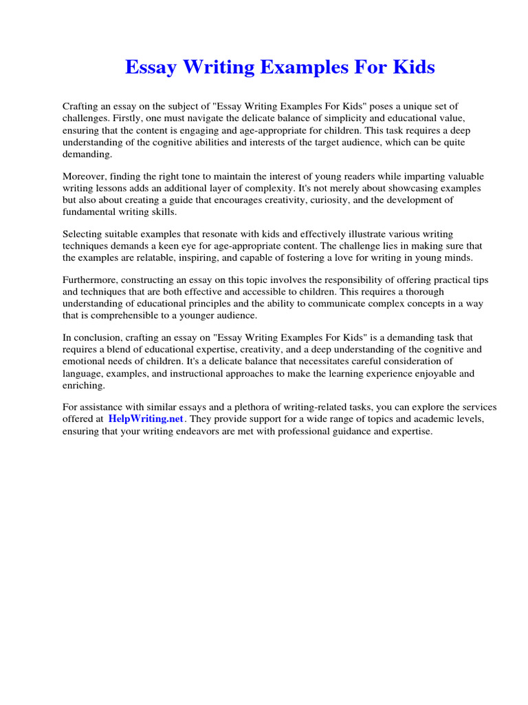 Essay Writing Examples For Kids | PDF | Organ Donation | Sphinx