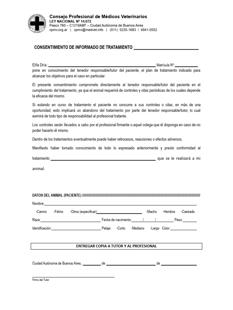 Consentimiento Informado de Tratamiento | PDF | Medicina CLINICA | Medicina