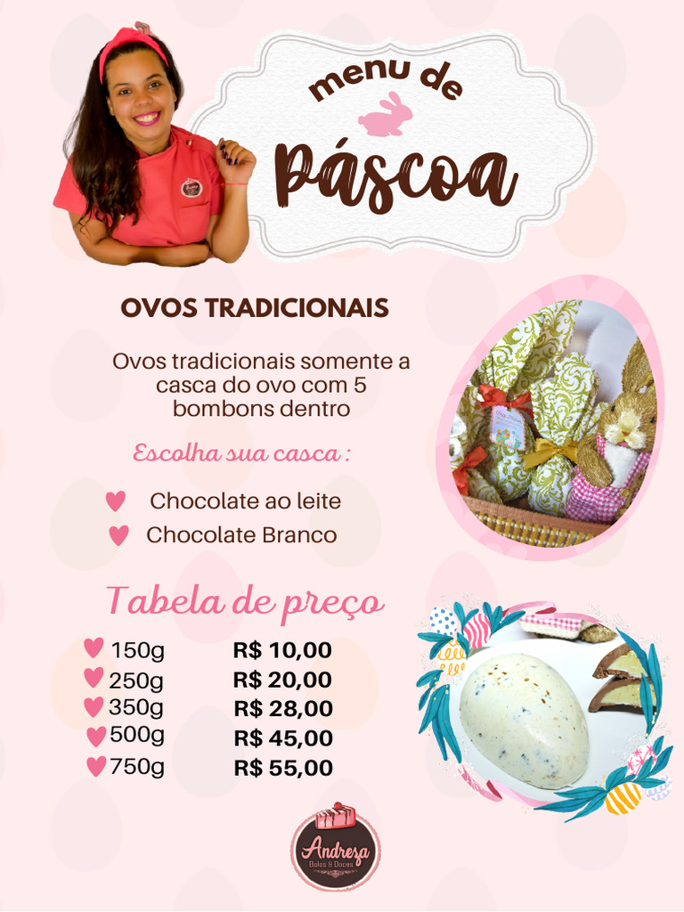 Ovos de Páscoa Cardápio Moderno Simples Menu Retrato | PDF | Chocolate ...