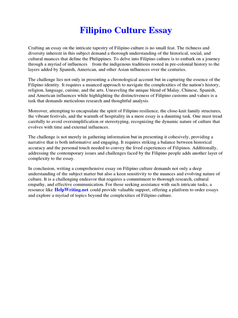 Filipino Culture Essay | PDF