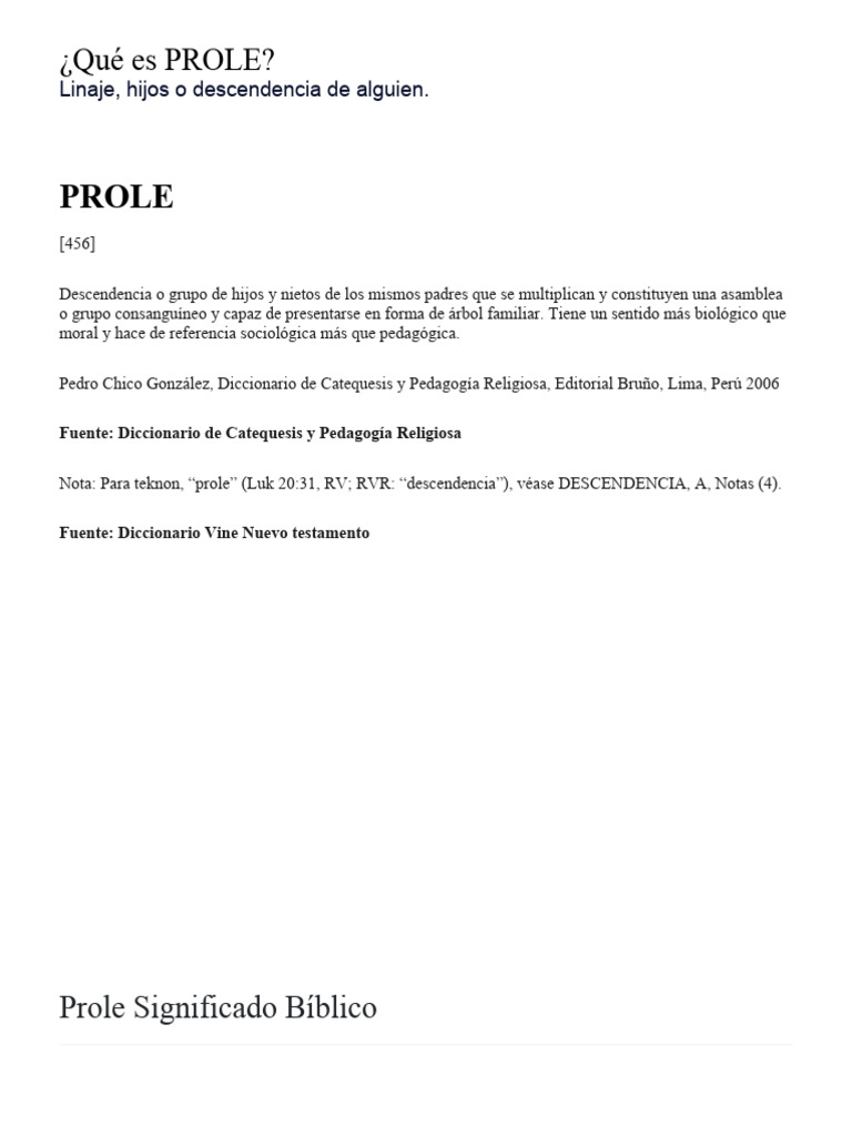 Qué Es PROLE | PDF | Biblia | Libro del Génesis