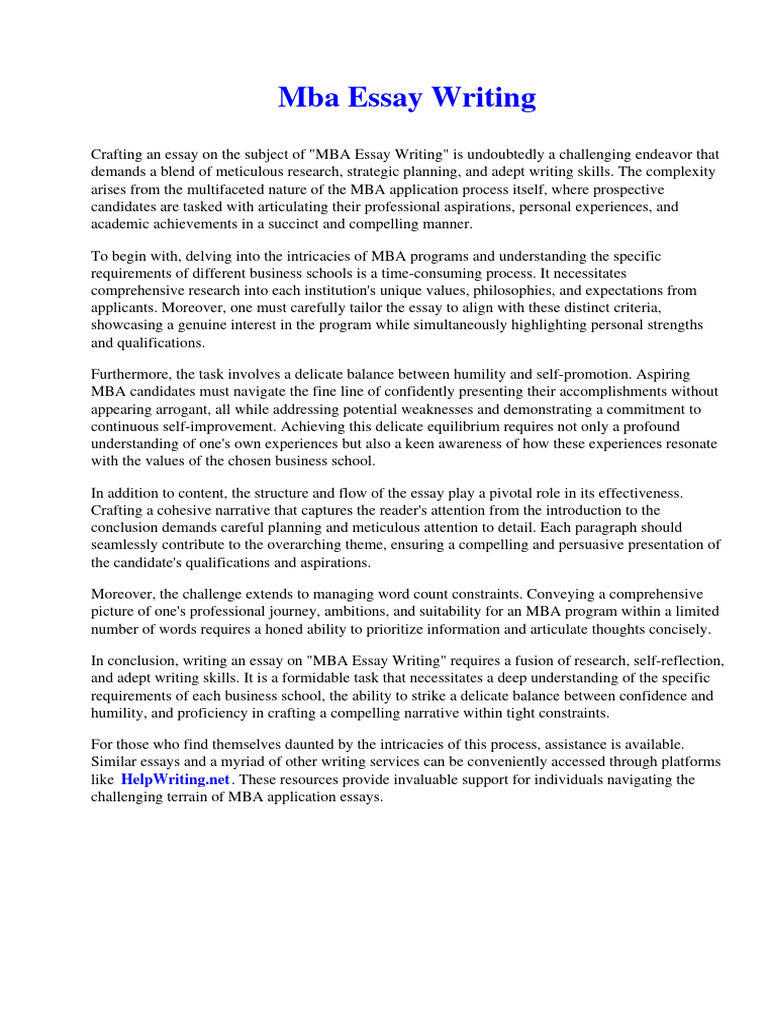 Mba Essay Writing | PDF