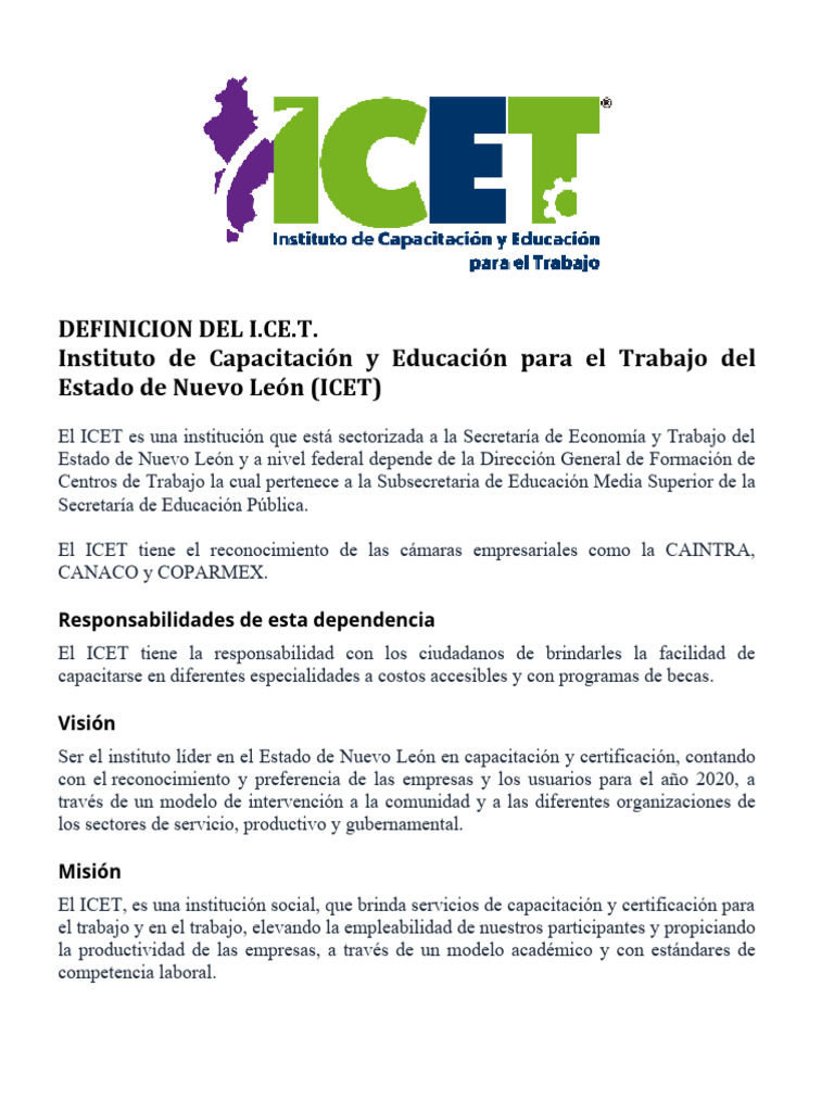 Definicion Del Icet | PDF | Planificación | Economias