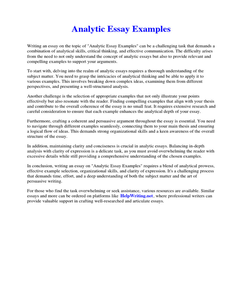 Analytic Essay Examples | PDF | Mahatma Gandhi | Essays