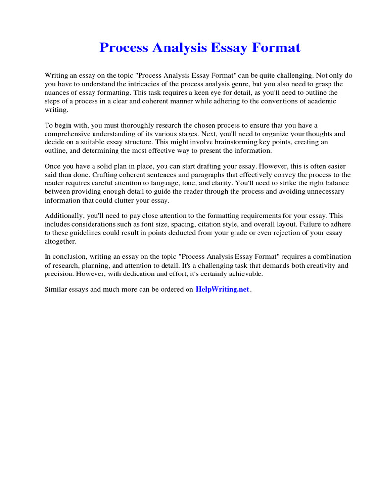 Process Analysis Essay Format | PDF | Arthritis | Essays