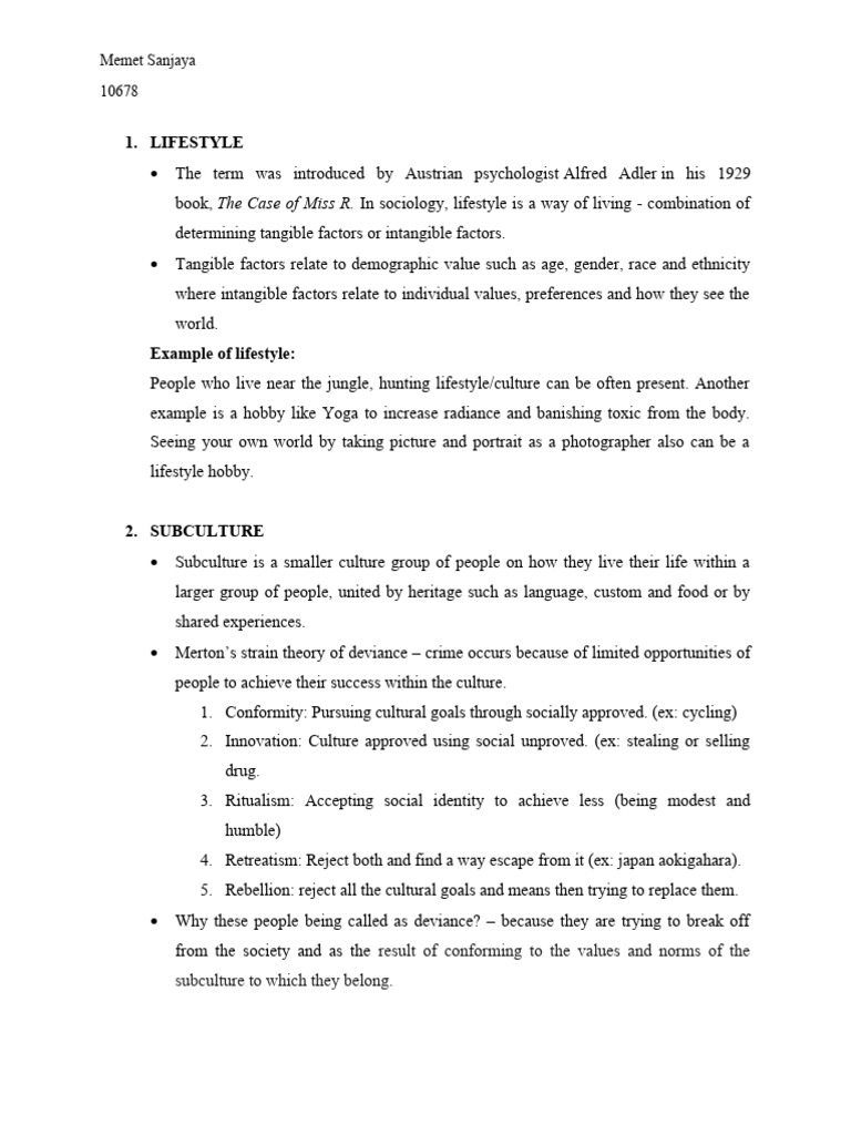 Lifestyle, Subculture and Identity | PDF | Deviance (Sociology ...