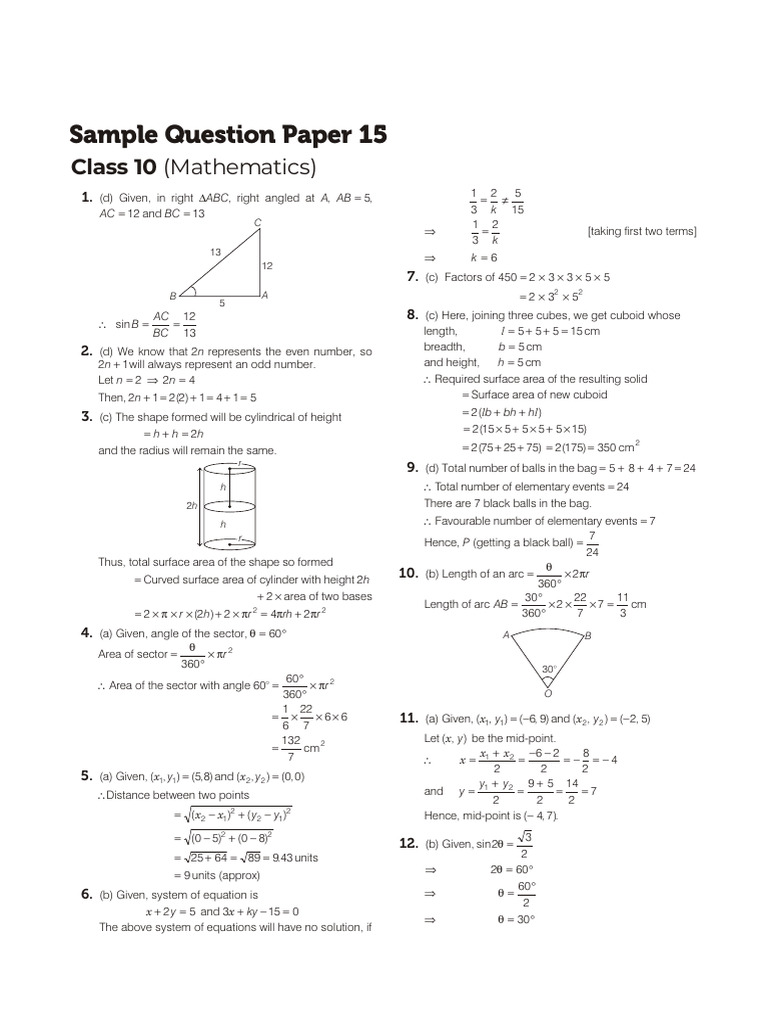 Class 10 Maths Practice Questions | PDF | Area | Circle