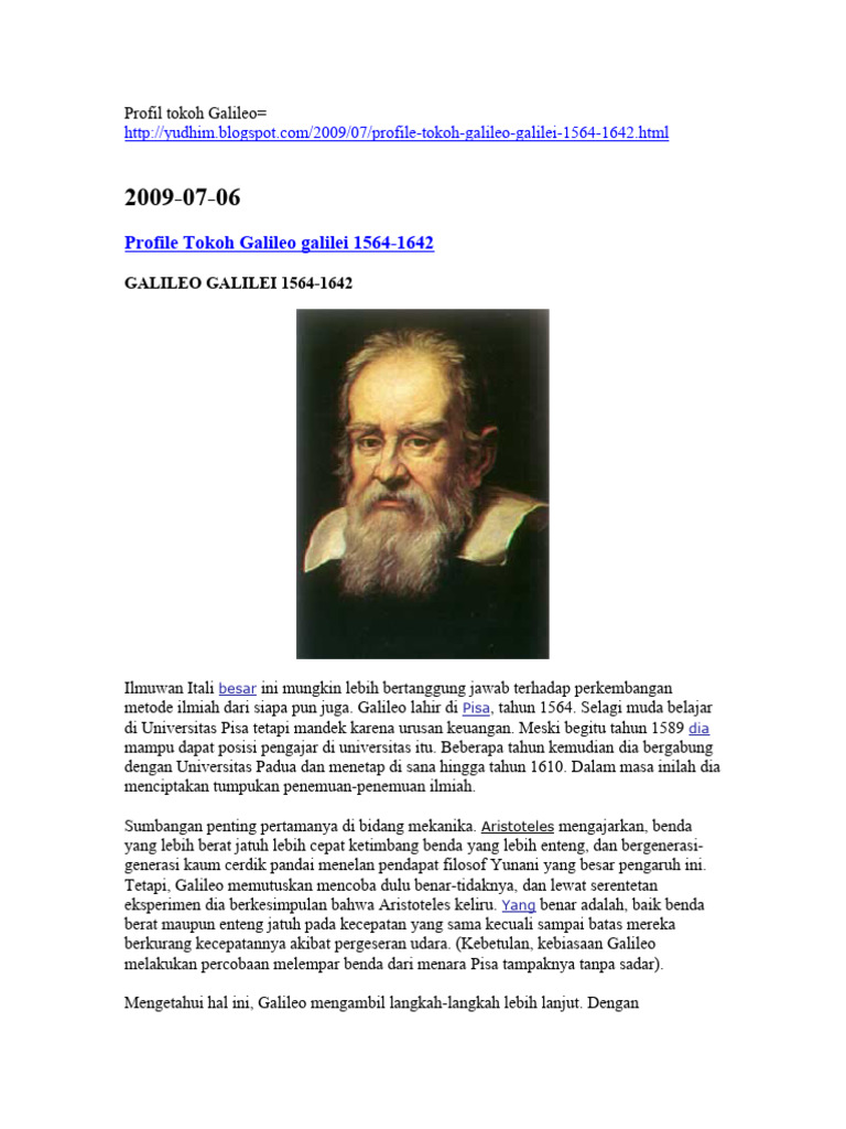 Profil Tokoh Galileo | PDF