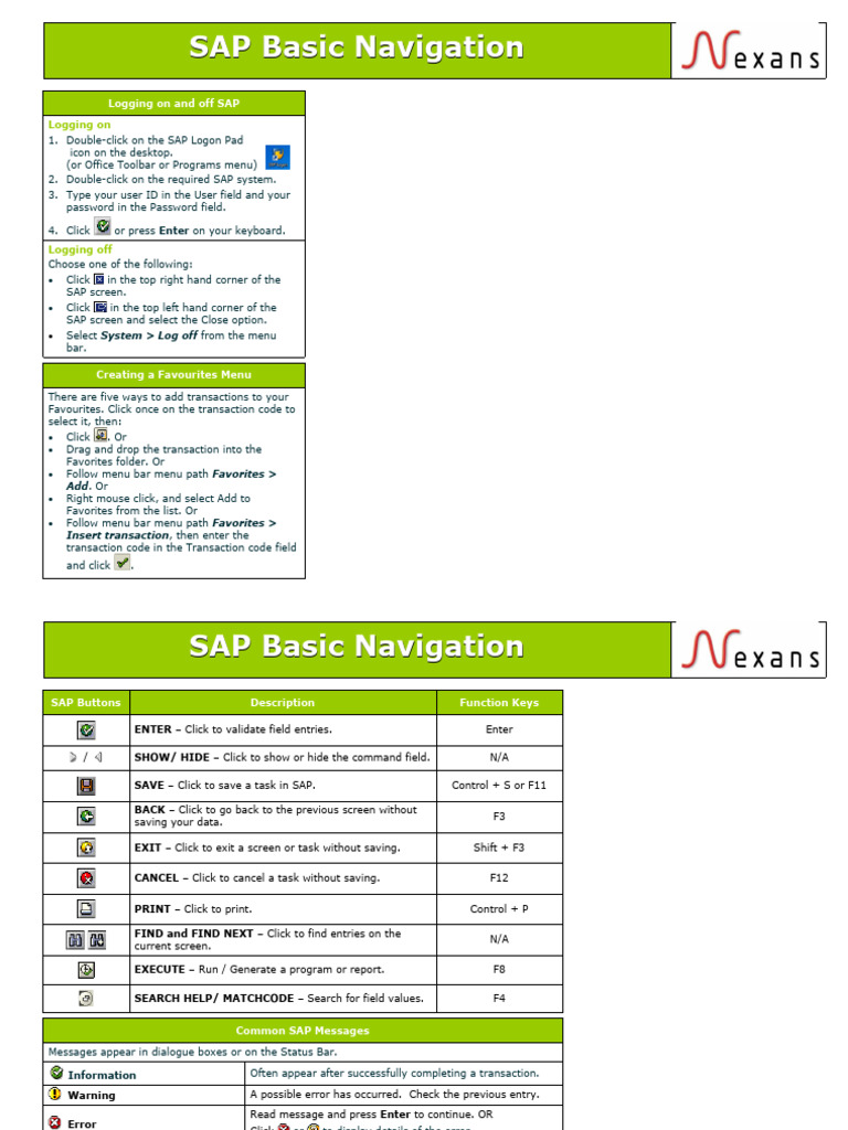 SAP Basic Navigation | PDF