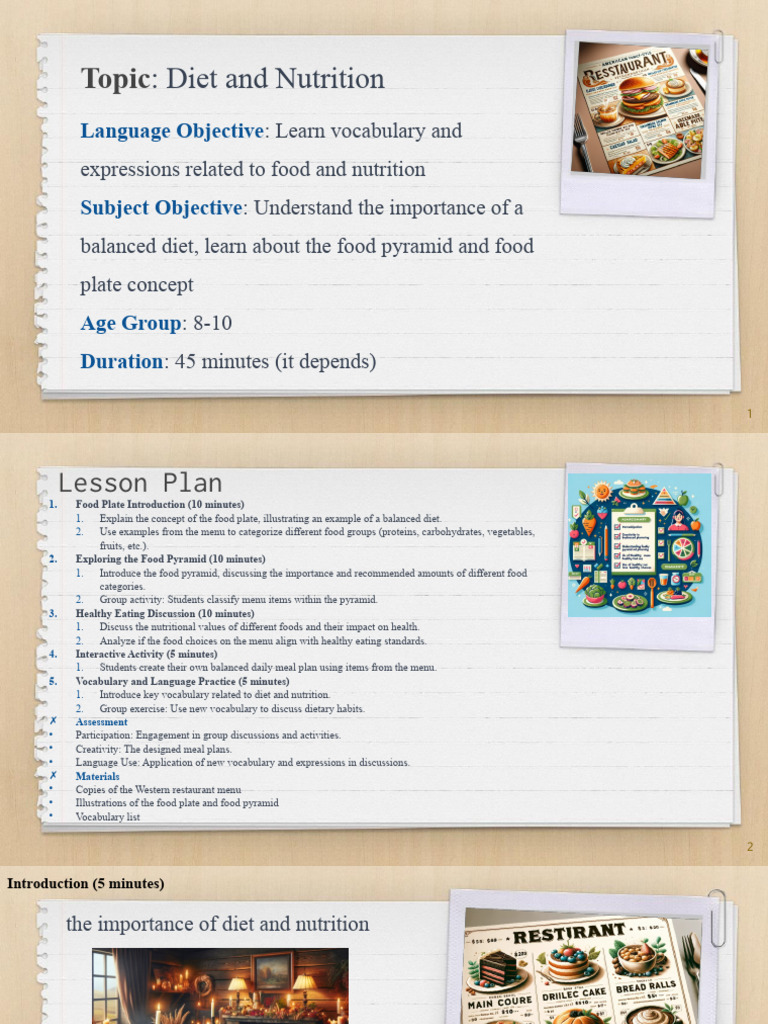 菜單教案 | PDF | Foods | Diet & Nutrition