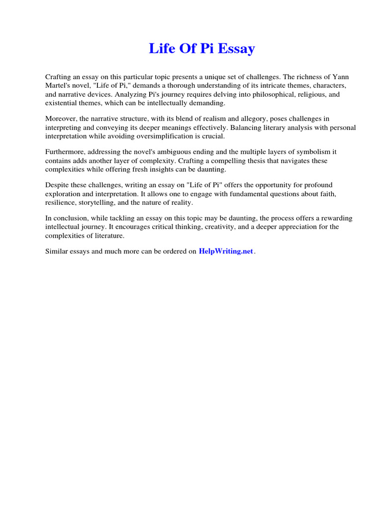Life of Pi Essay | PDF