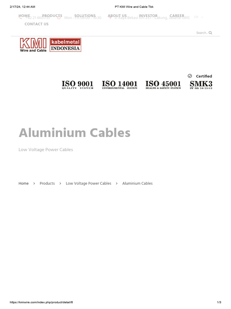 PT KMI Wire and Cable TBK 1 | PDF | Wire | Electric Power