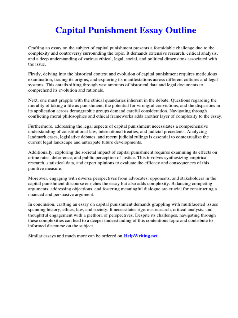 Capital Punishment Essay Outline | PDF | Punishments | Arbitration