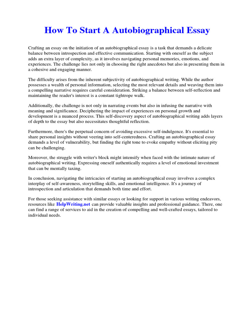 How To Start A Autobiographical Essay Pdf Happiness Feeling