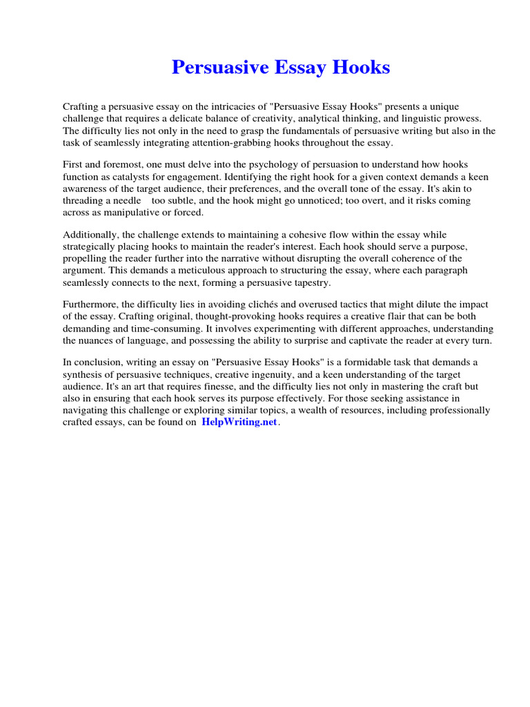 Persuasive Essay Hooks | PDF
