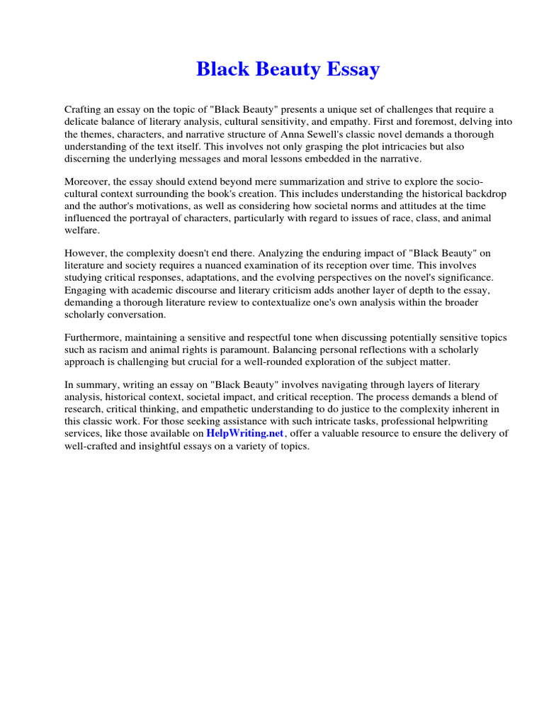 Black Beauty Essay | PDF | Microsoft Sql Server | Databases Black Beauty Essay | PDF | Microsoft Sql Server | Databases