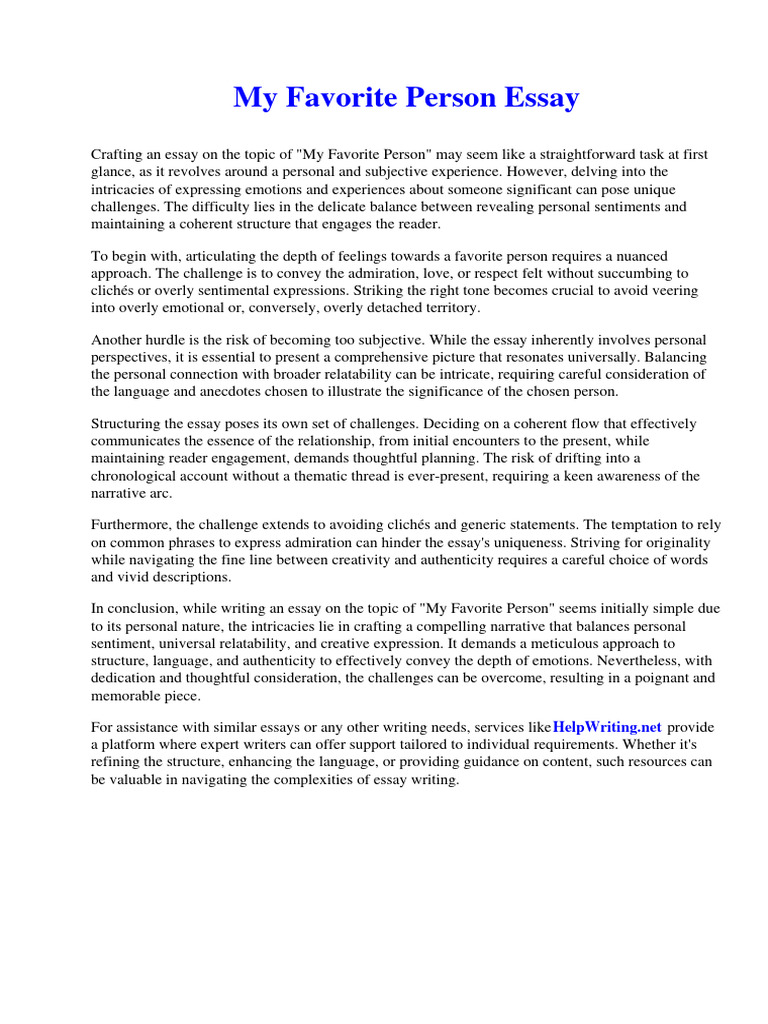 My Favorite Person Essay | PDF | Essays | Poetry