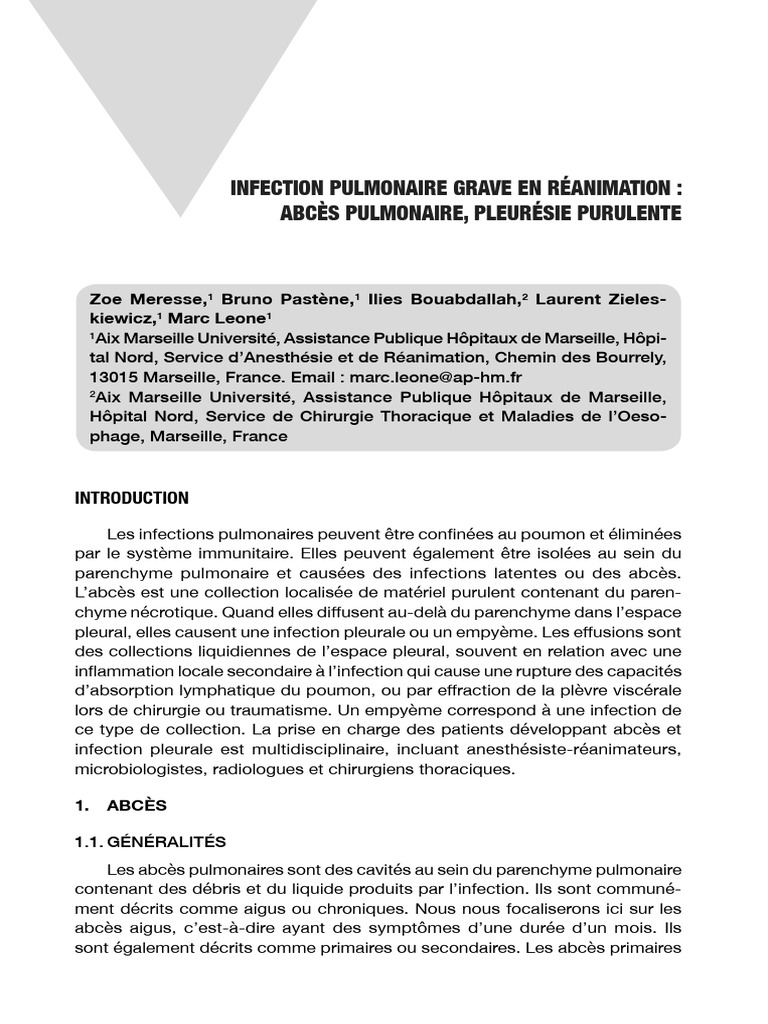 Abcès pulmonaire en réanimation | PDF