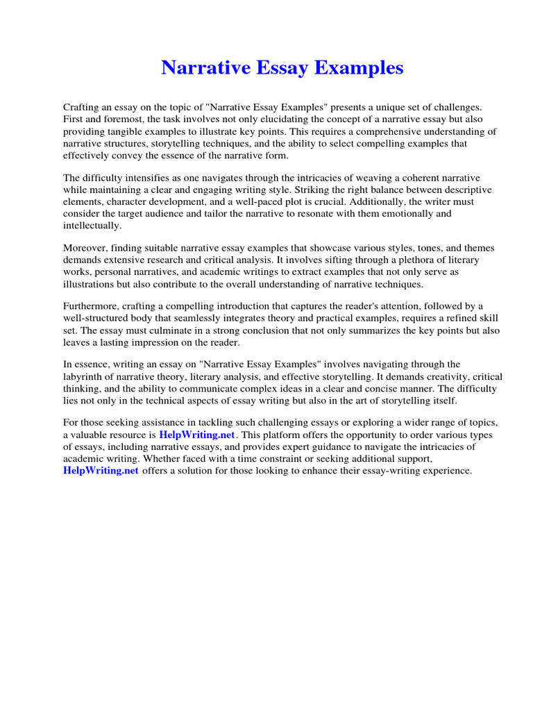 Narrative Essay Examples | PDF | Narrative | Afghanistan