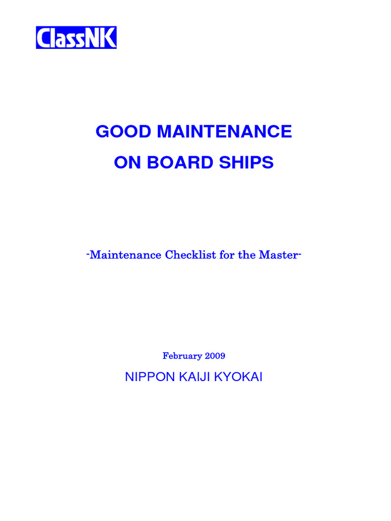Ship Maintenance Guidelines for Masters | PDF | Shipping | Water Transport