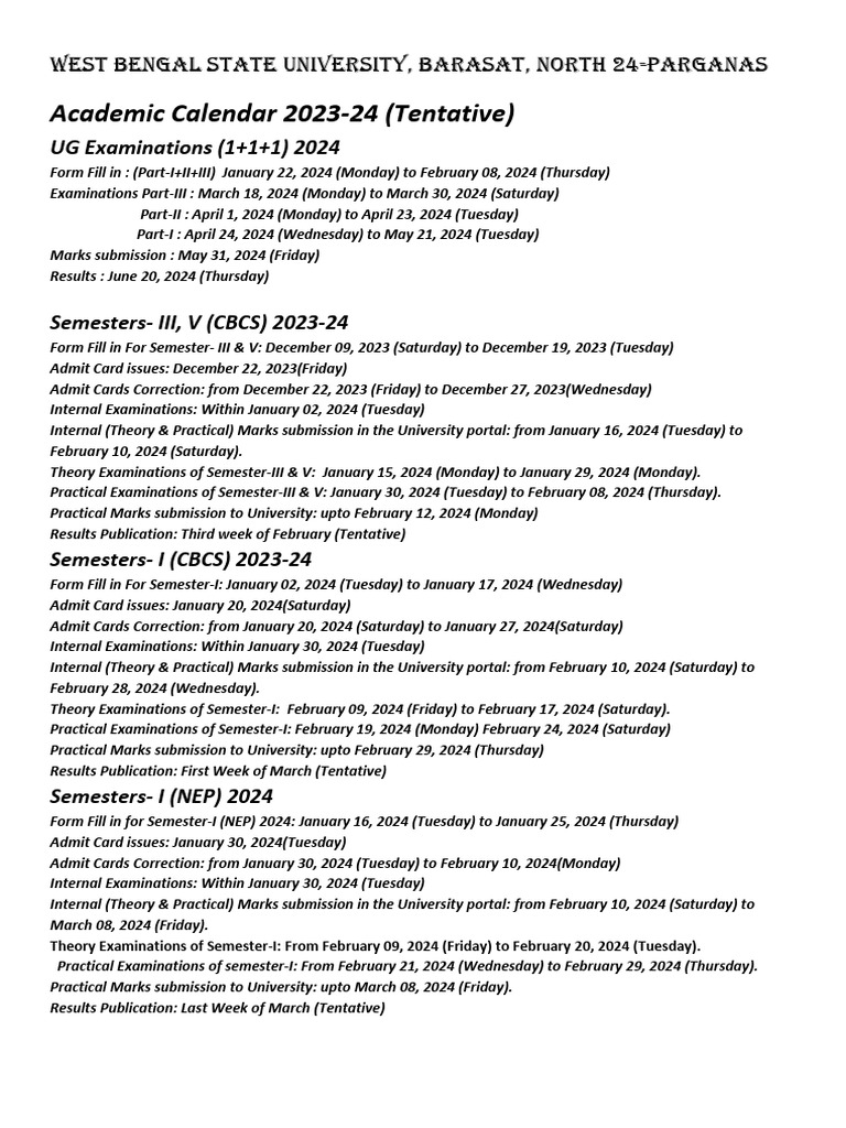 Academic Calendar 2023-24 | PDF | Academic Term